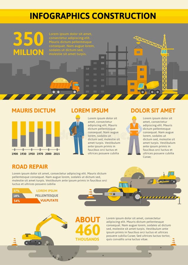 Road Construction Infographic Template Design Stock Vector - Illustration of repair, infochart ...