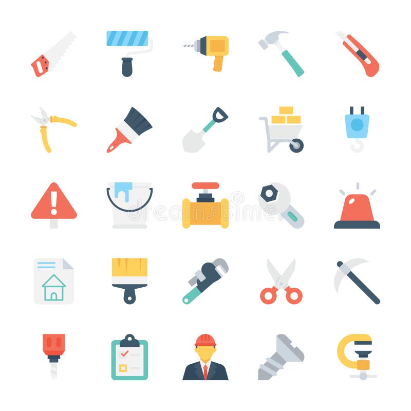 Construction Colored Vector Icons 1 Stock Illustration - Illustration ...