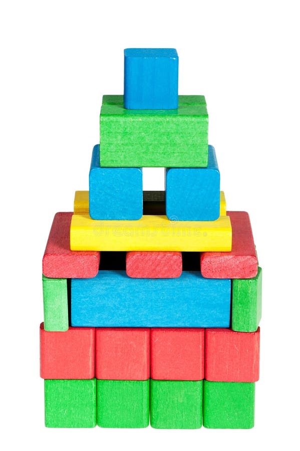 Construction from Colour Wooden Cubes. Stock Photo - Image of kids ...