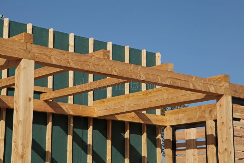 Construction of a Commercial Building in Wood Stock Photo - Image of ...