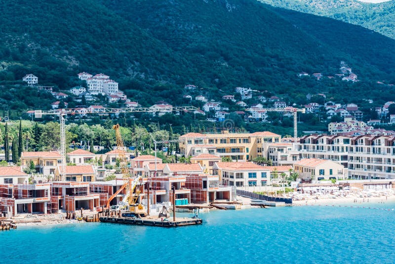 Construction Companies Working on the Fjord Shore Stock Image - Image ...