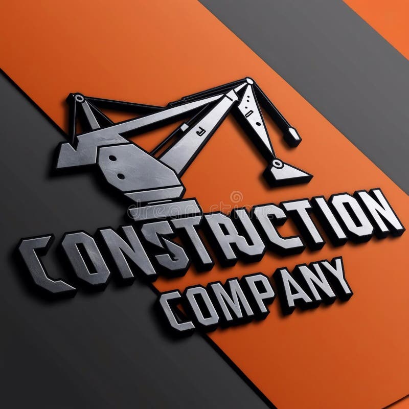 Construction Company Crane Logo with Bold 3D Typography Stock ...