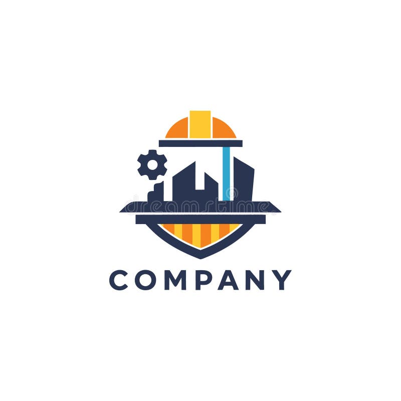 Construction Company Logo with Building Safety Theme Illustration Stock ...