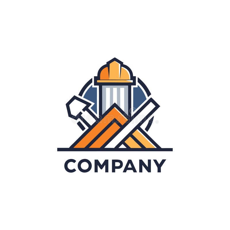 Construction Company Logo with a Classical Column and Tools Stock Image ...
