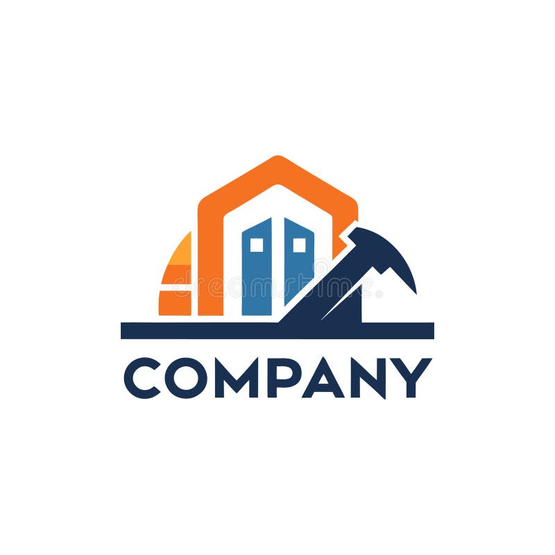 Construction Company Logo Combining House Structure and Hammer Tool ...