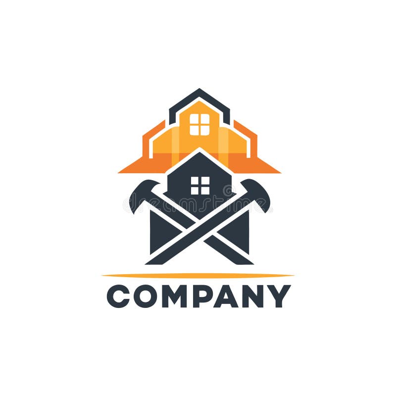 Construction Company Logo with House and Crossed Hammers Image Stock ...