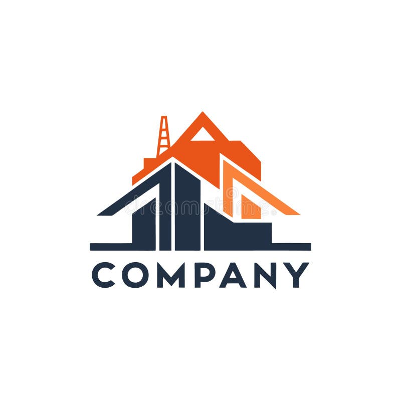 Construction Company Logo with House and Ladder Elements Stock ...