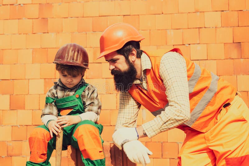 Father with Son Build House Stock Image - Image of development, play ...
