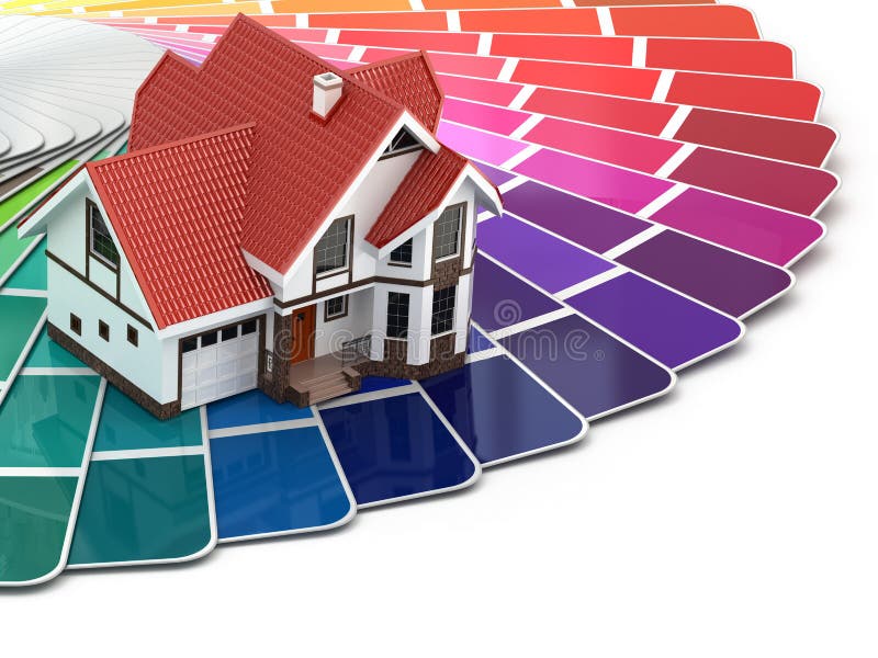 Construction Concept. House and Color Palette Stock Illustration ...