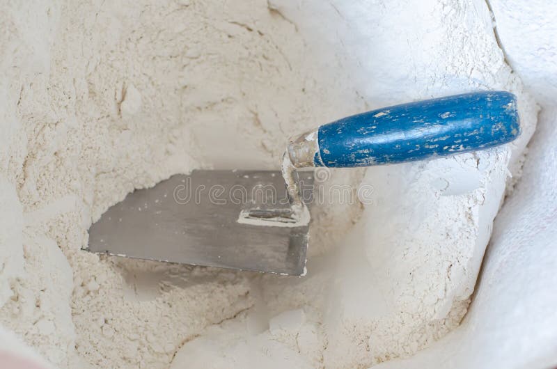 Construction Concept. Trowel in a Dry Putty Stock Image - Image of ...