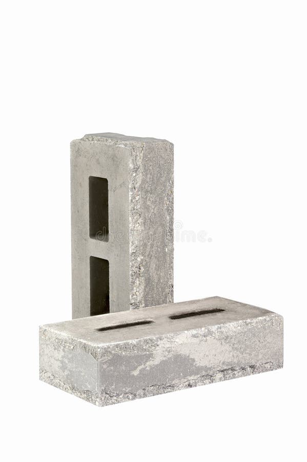 Construction Concepts. Pair of New White Bricks with Rectangular Wholes ...