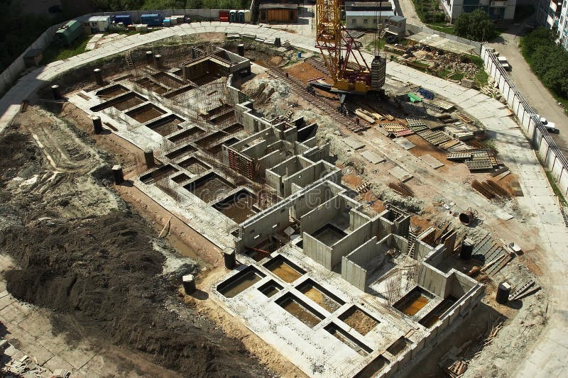 Construction of Concrete Foundation of Building Stock Photo - Image of ...