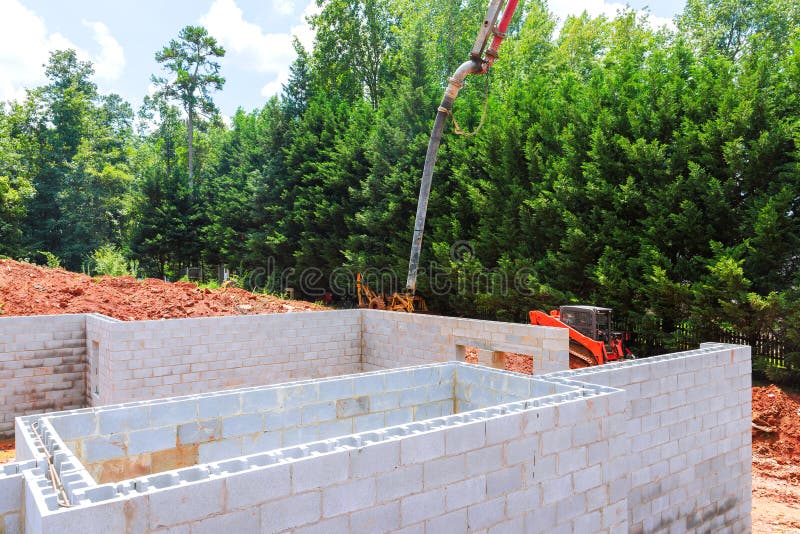 Construction of Concrete Block Structure Using Concrete Pump in Wooded ...