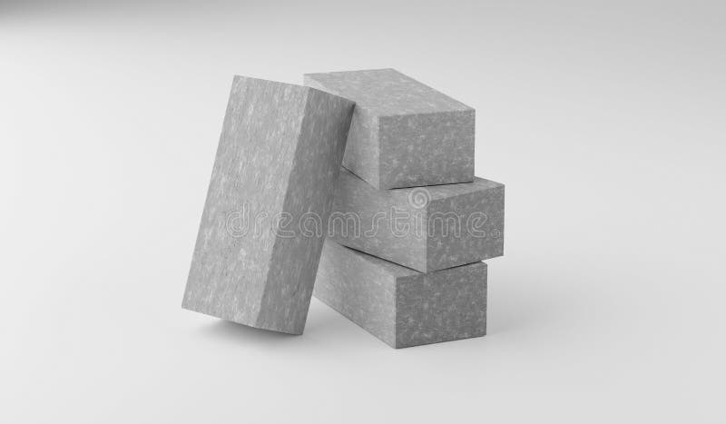 Construction Concrete Bricks on White Background - 3D Illustration ...