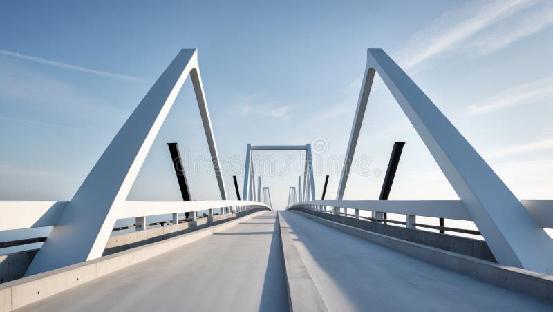 Construction of a Concrete Bridge with Steel Beams and Supports. Stock ...