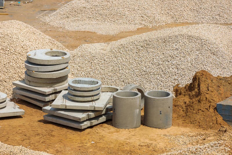 Construction Concrete Rings for Laying Pipes Stock Photo - Image of ...