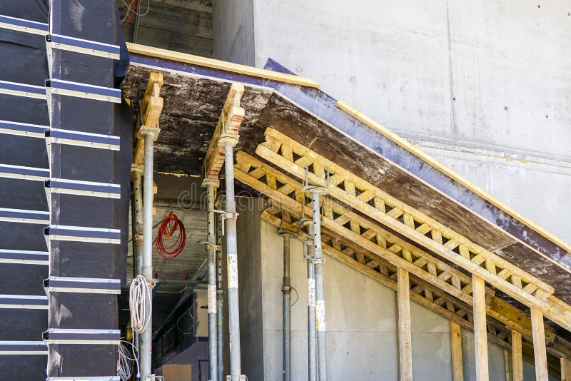 Construction of Concrete Stairs with the Help of Formwork Stock Image ...