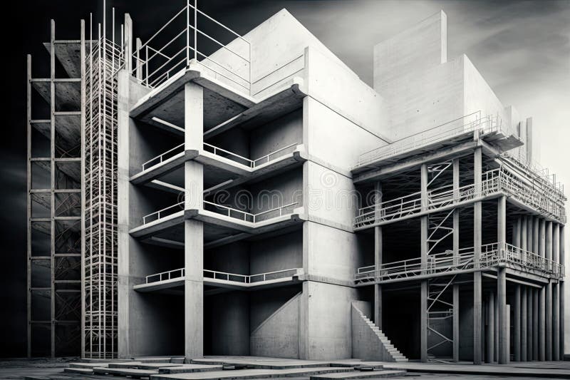 Construction of Concrete Structure by Use of Scaffolding Near Building ...