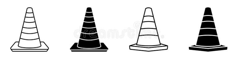 Construction Cone Icons Versions Set in Black Flat and Line Style Stock ...