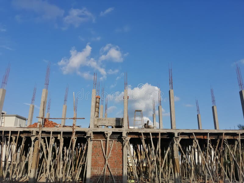 Construction -construction of New Building in Rural Stock Image - Image ...