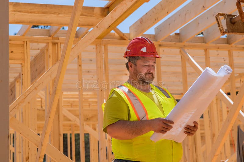 During Construction on Construction Site Construction Engineer Checks ...