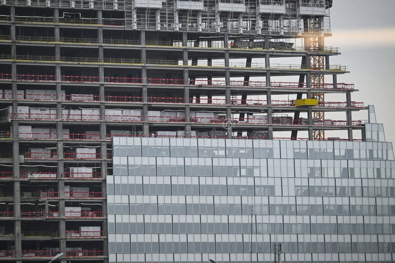 Construction of a Modern Building in Paris Showcasing Dynamic ...