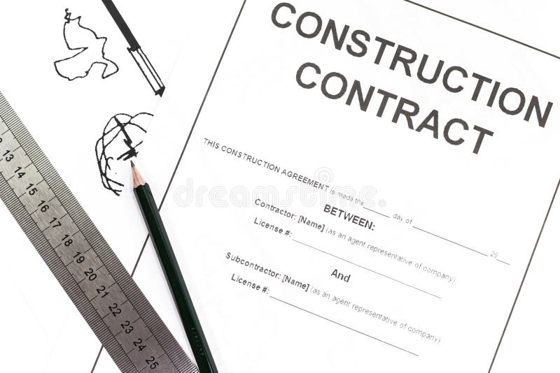 Construction Contract Paper Stock Image - Image of office, meeting ...