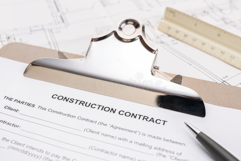 Construction Contract and Pen on Table. Real Estate and Planning of ...