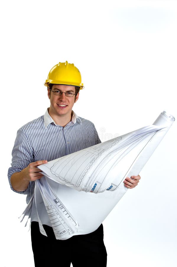 Construction Contractor Businessman on White Stock Image - Image of ...