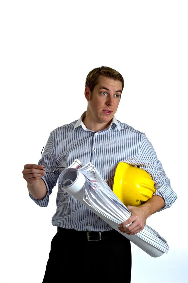 Construction Contractor Businessman on White Stock Photo - Image of ...