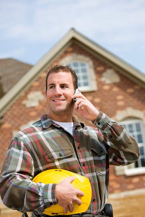 Construction: Contractor on the Phone Stock Image - Image of working ...