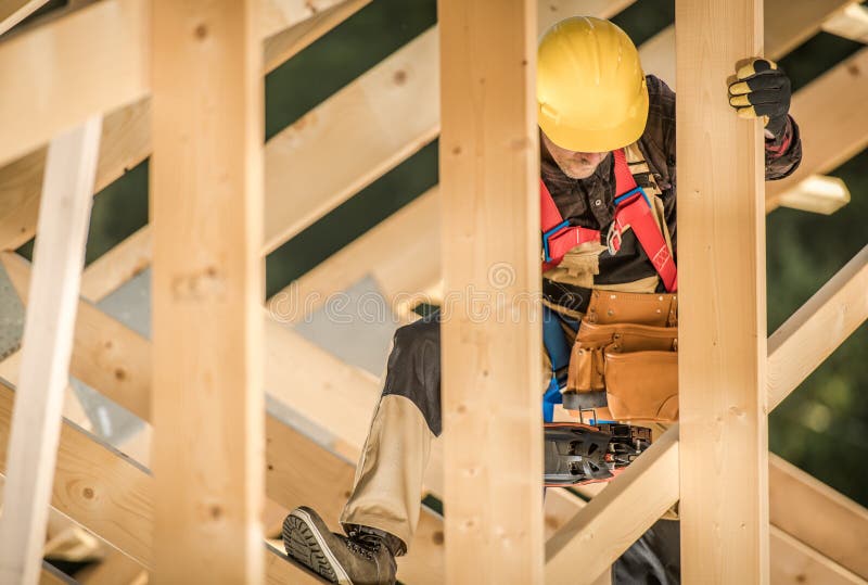 Construction Contractor Worker Stock Image - Image of height, carpenter ...