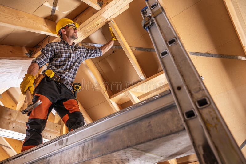 Construction Contractor Worker on a Scaffolding Stock Photo - Image of ...