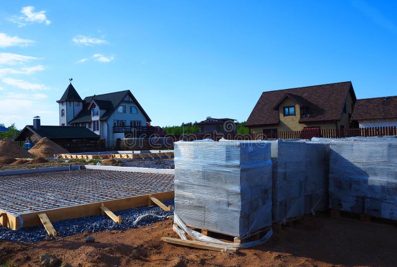 Construction of a Country House or Apartment. House on the Background ...