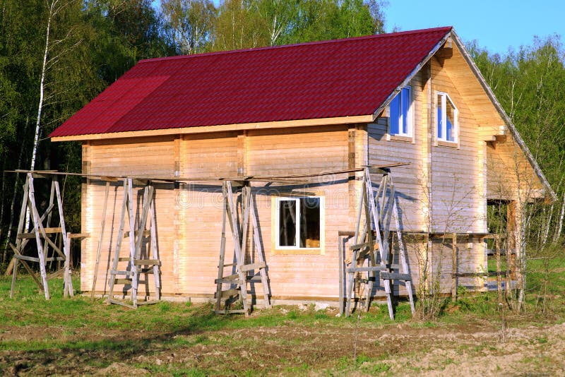 Construction of a Country House Stock Photo - Image of cabin, beautiful ...