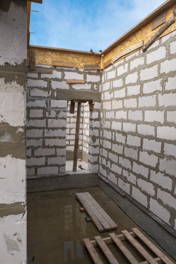 The Construction of a Country House Made of Foam Blocks Stock Photo ...