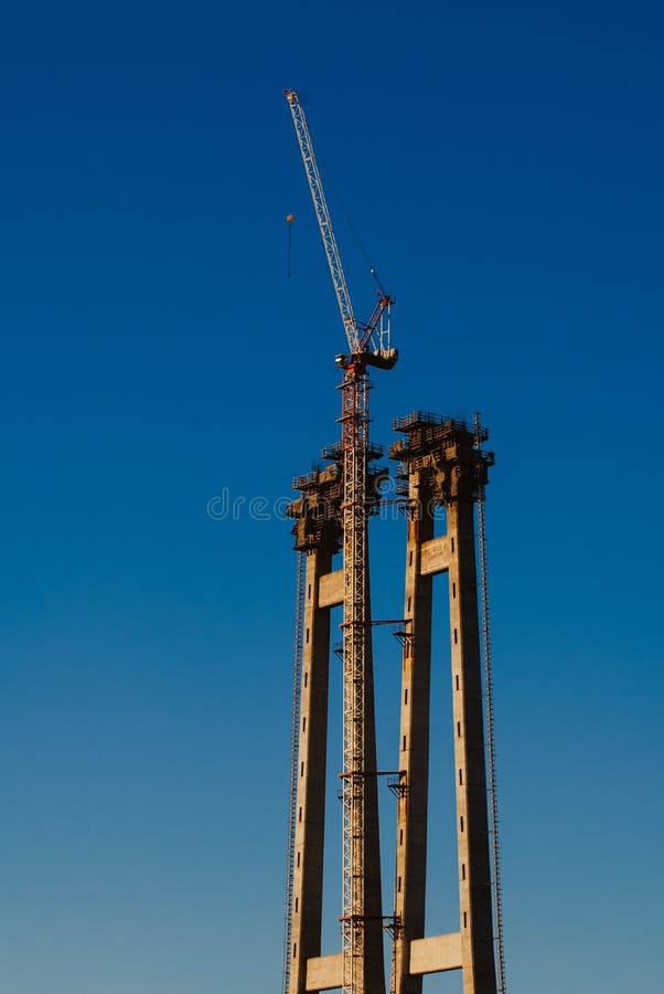 Construction Crane Against the Blue Sky, Engineering Construction, Big ...