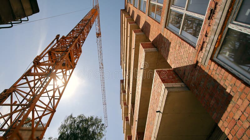 Construction Crane from Below. Construction of a House Stock Video ...
