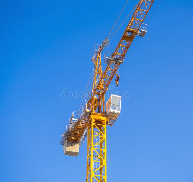 Construction Crane on Blue Sky Stock Photo - Image of architecture ...
