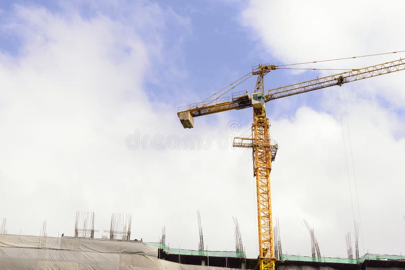 The Construction Crane with the Blue Sky. Stock Image - Image of ...