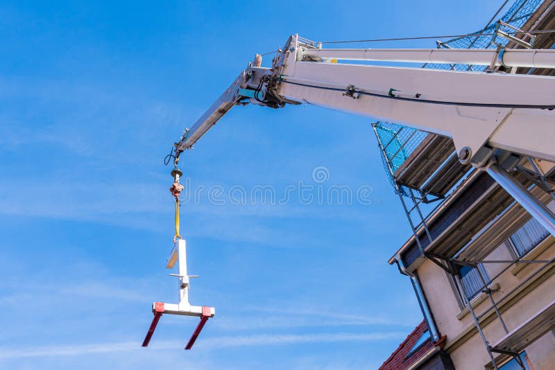 Construction Crane Boom with a Load Feeder Stock Image - Image of ...