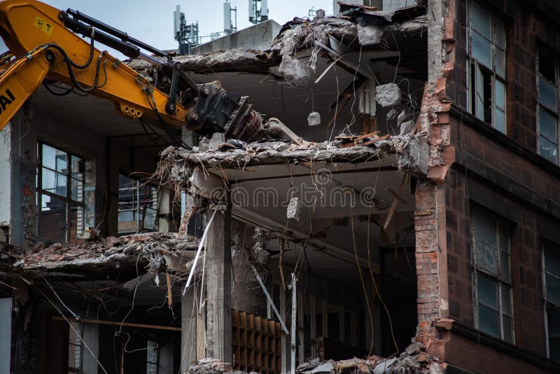 Construction Crane at the Broken Building Stock Image - Image of ...