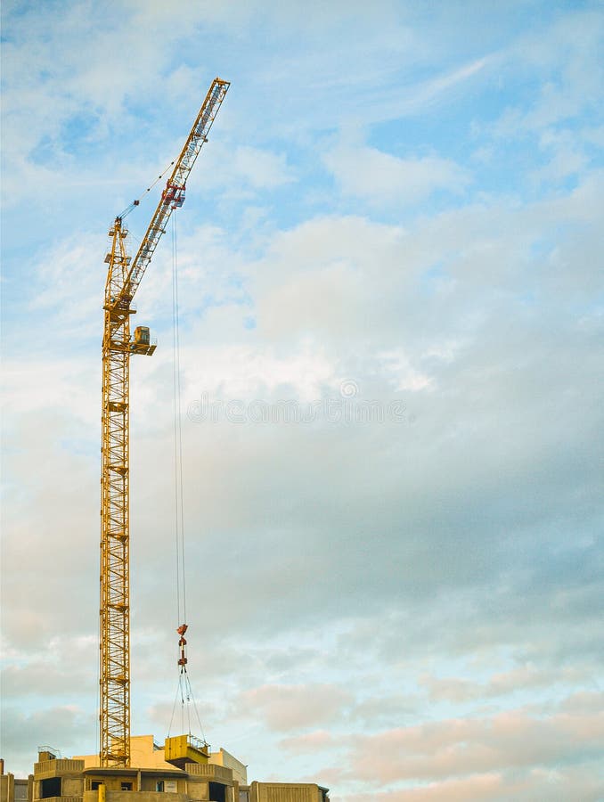 Construction Crane in Building Site Stock Photo - Image of working ...