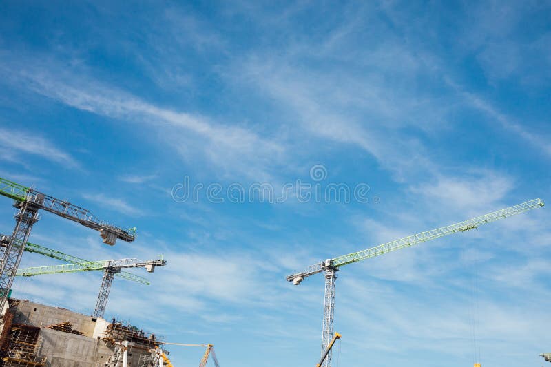 Construction Crane on the Design of the Construction of a House Stock ...
