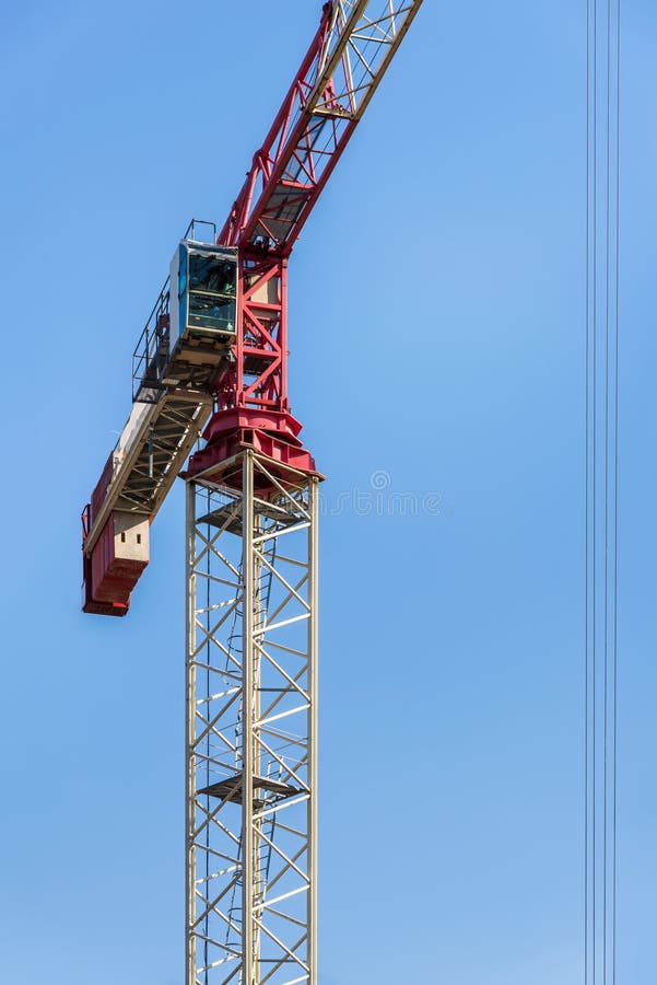Construction Crane Detail on Blue Sky Background Stock Image - Image of ...