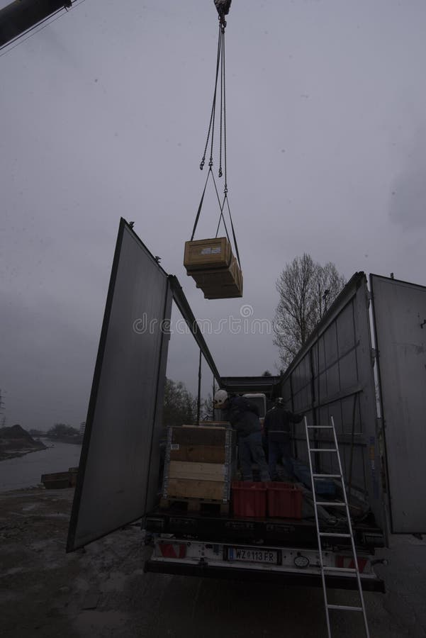 Construction Crane with Heavy Load Stock Image - Image of ...
