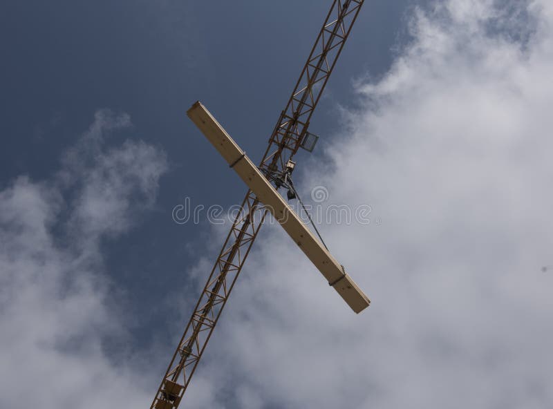 Construction Crane with Heavy Load Stock Photo - Image of winch ...
