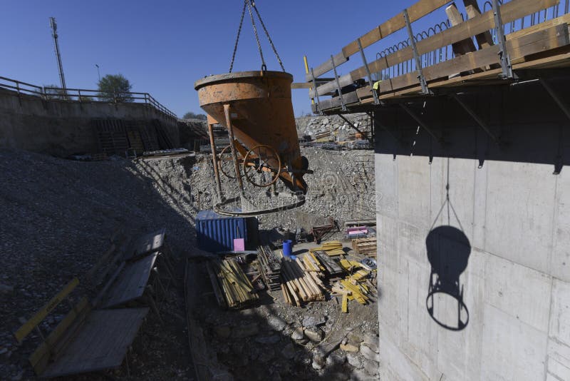 Construction Crane with Heavy Load Stock Photo - Image of company ...