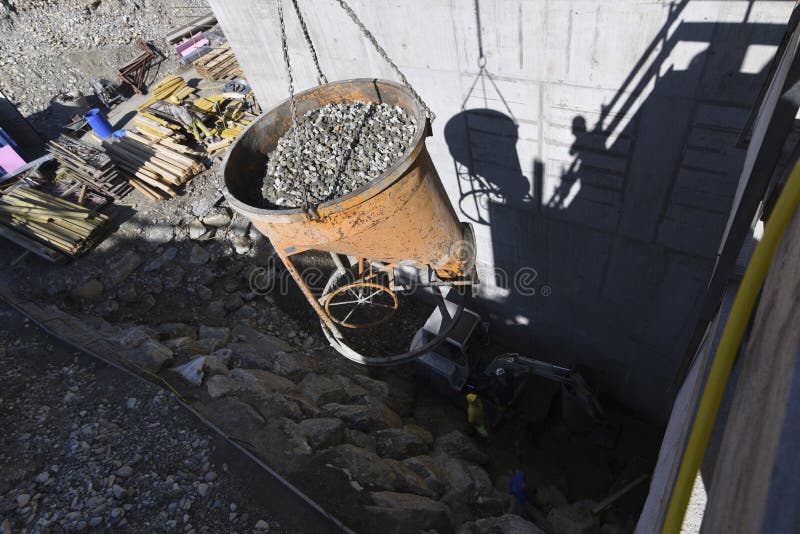 Construction Crane with Heavy Load Stock Photo - Image of cranes ...