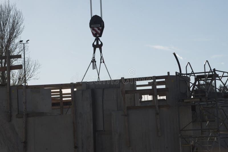 Construction Crane with Heavy Load Stock Photo - Image of load ...